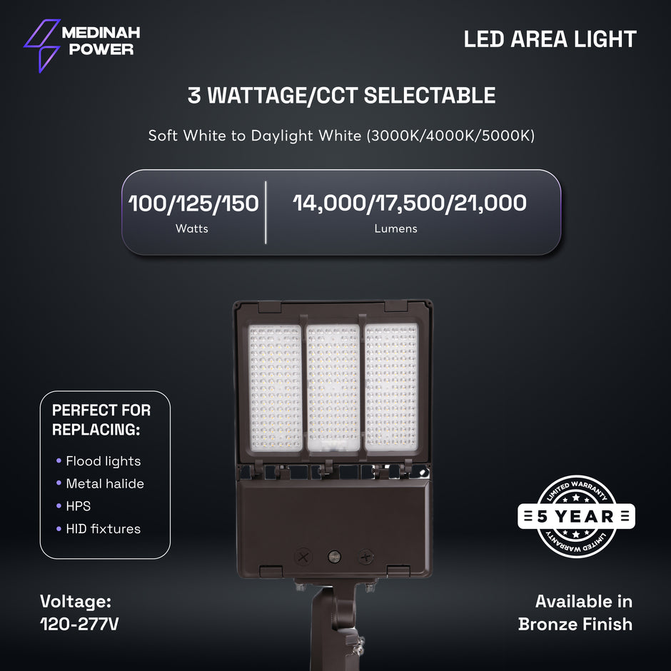 ARL Area Light Series - Wattage and CCT Selectable, 200/240/300W ...